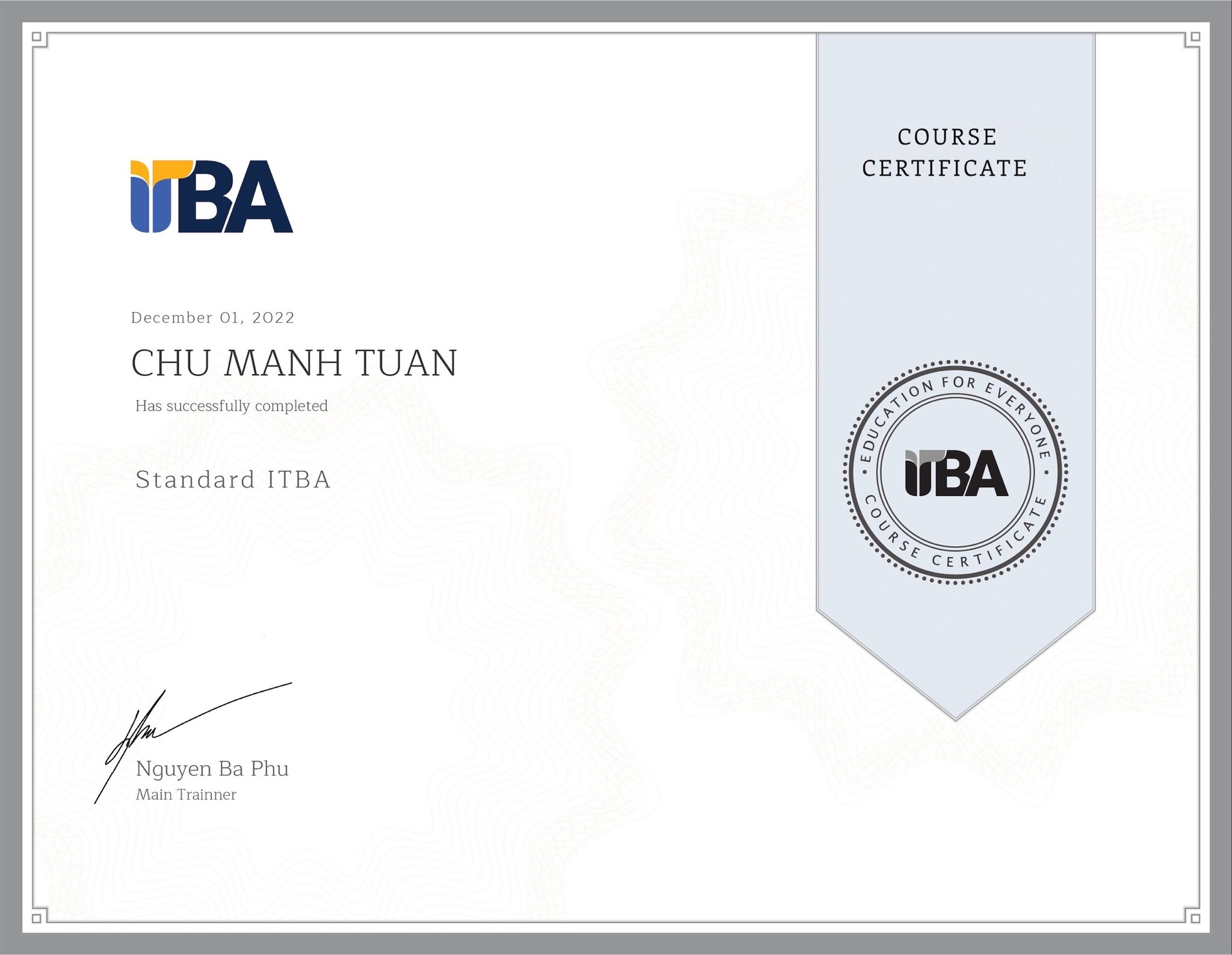 TuanCM (UX/UI Designer) hoàn thành khoá học ITBA – TuanCM – UX/UI Designer
